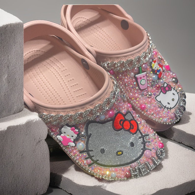 Custom Bedazzled Crocs hello Kitty - Etsy