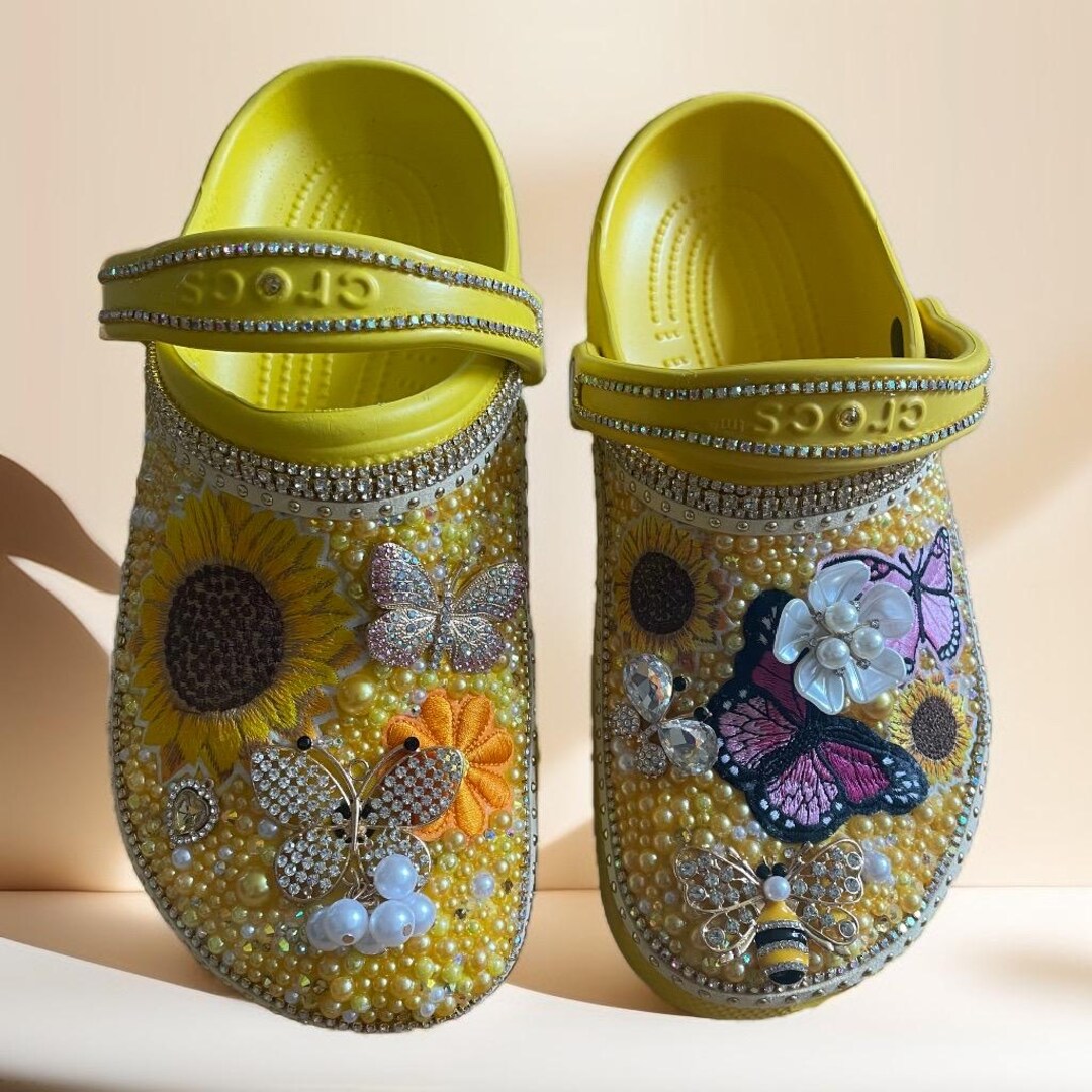 Sunny Vibes: Custom Sunflower & Butterfly Crocs for Every Occasion - Etsy