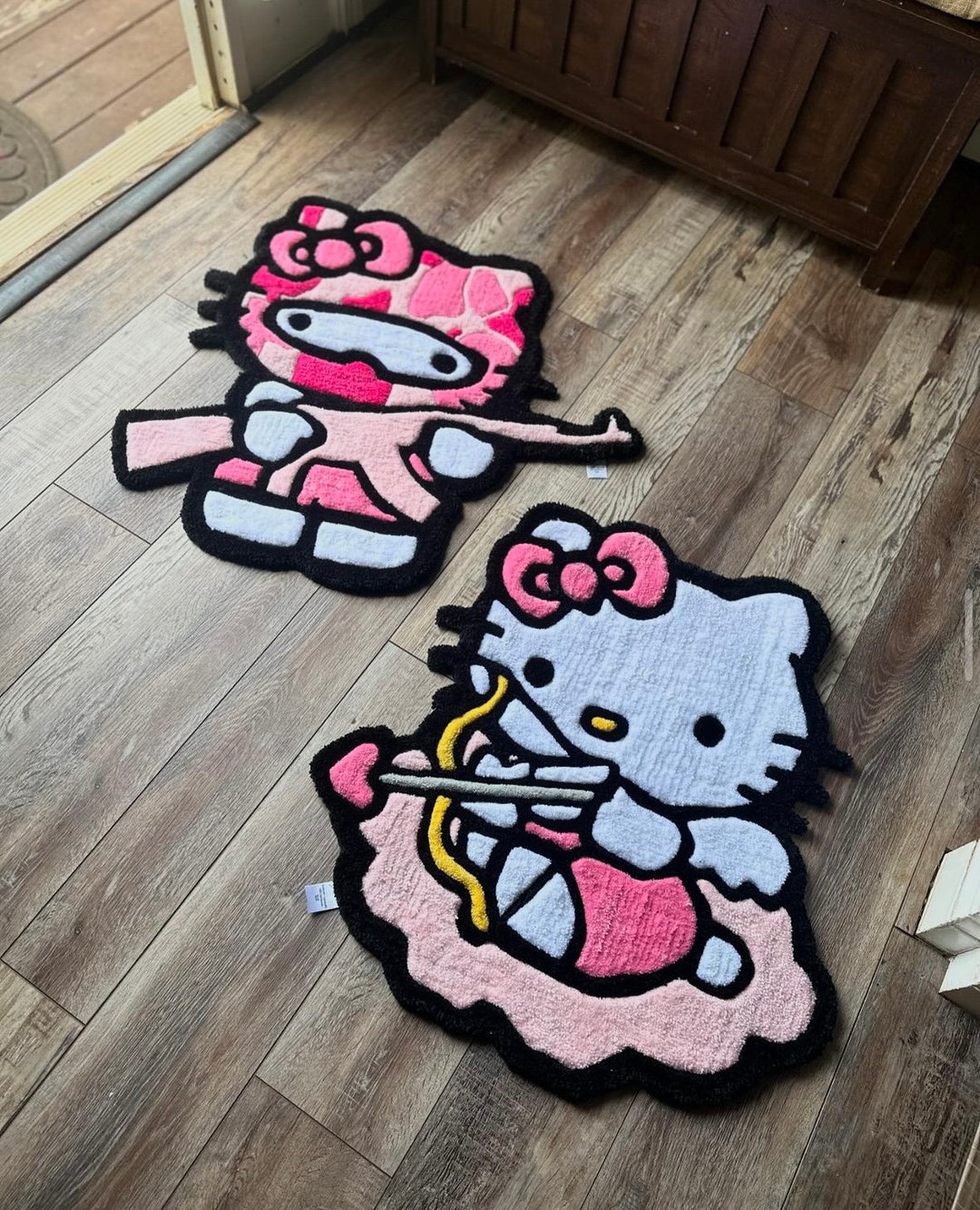 Hello Kitty Holding AK Rug Hello Kitty Cupid Rug Cartoon Rug 100% ...