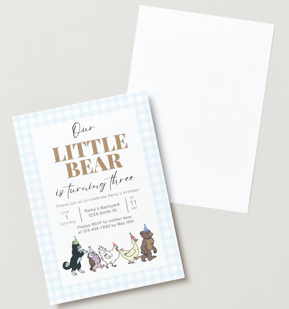 Little Bear Birthday Invitation - Little Bear Show Maurice Sendak ...