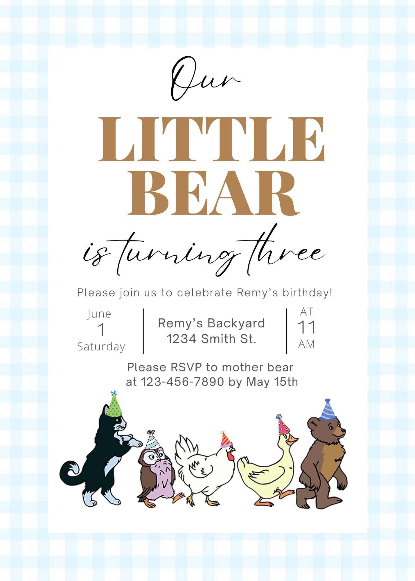 Little Bear Birthday Invitation - Little Bear Show Maurice Sendak ...