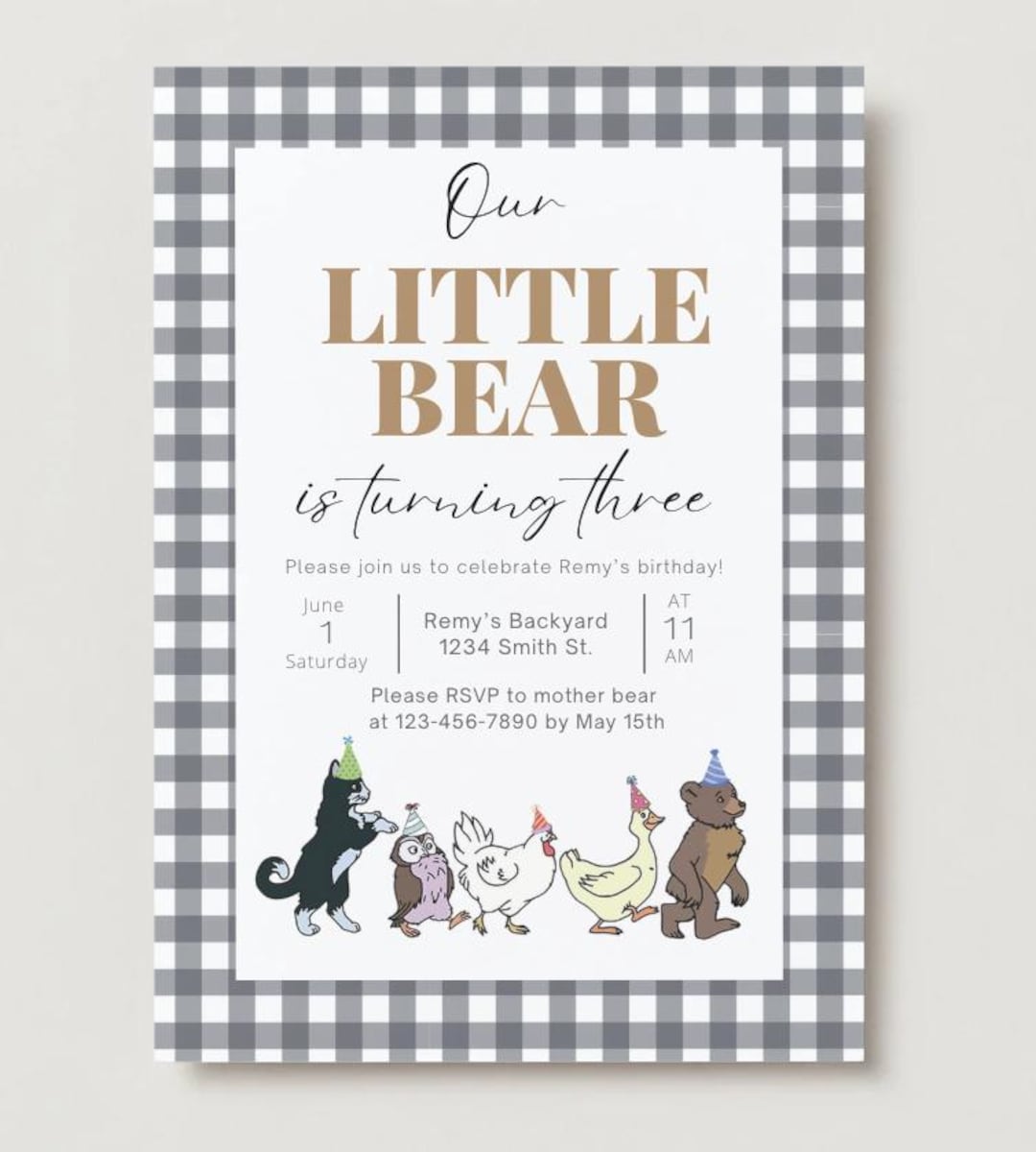 Little Bear Birthday Invitation - Little Bear Show Maurice Sendak ...