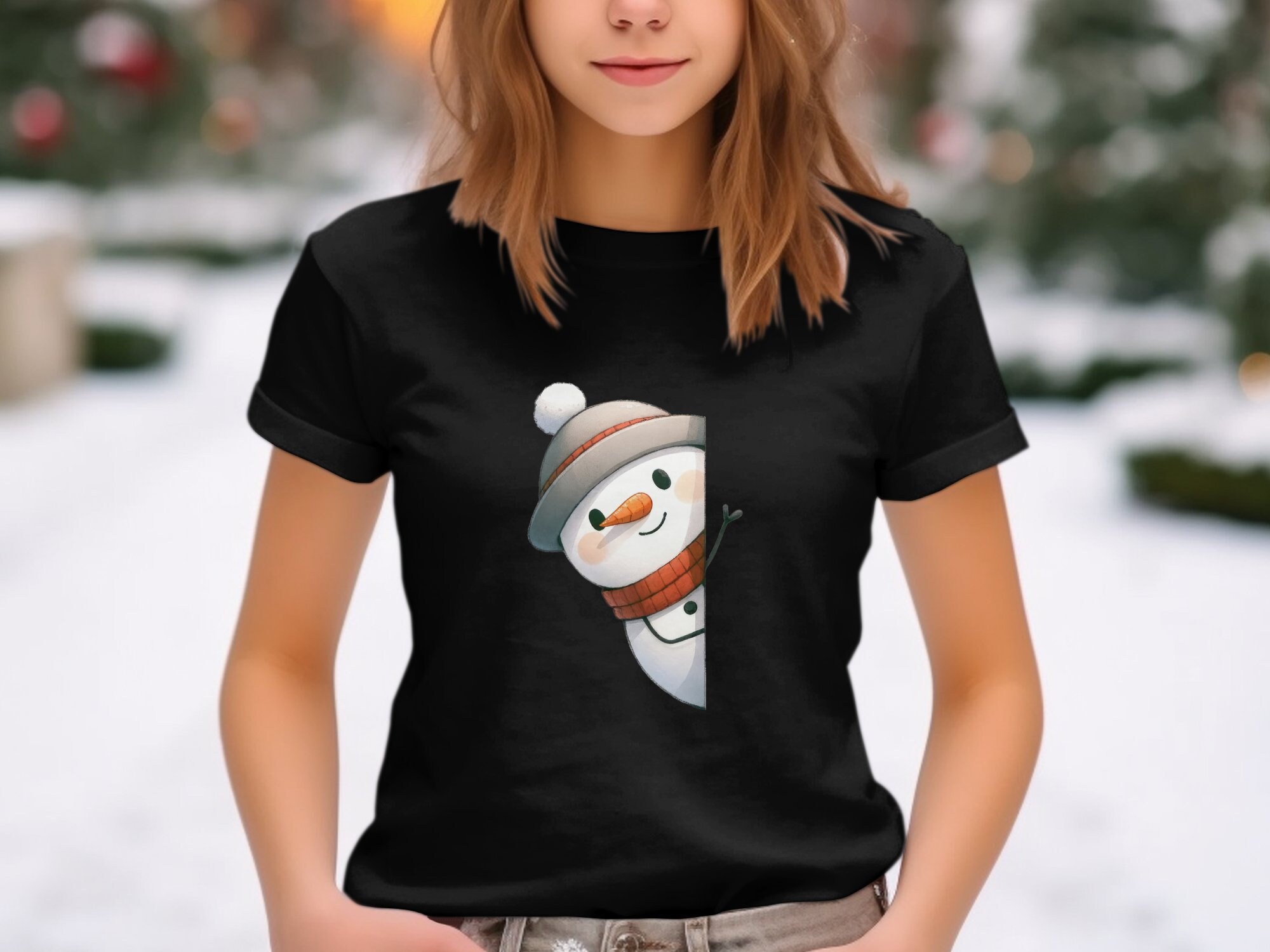 Snowman Shirt Peeking Snowman Shirt Peekaboo Snowman Kid - Etsy