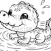 Baby Alligator Coloring Page Crayons Big Eyes Water Gator Reptile Zoo ...