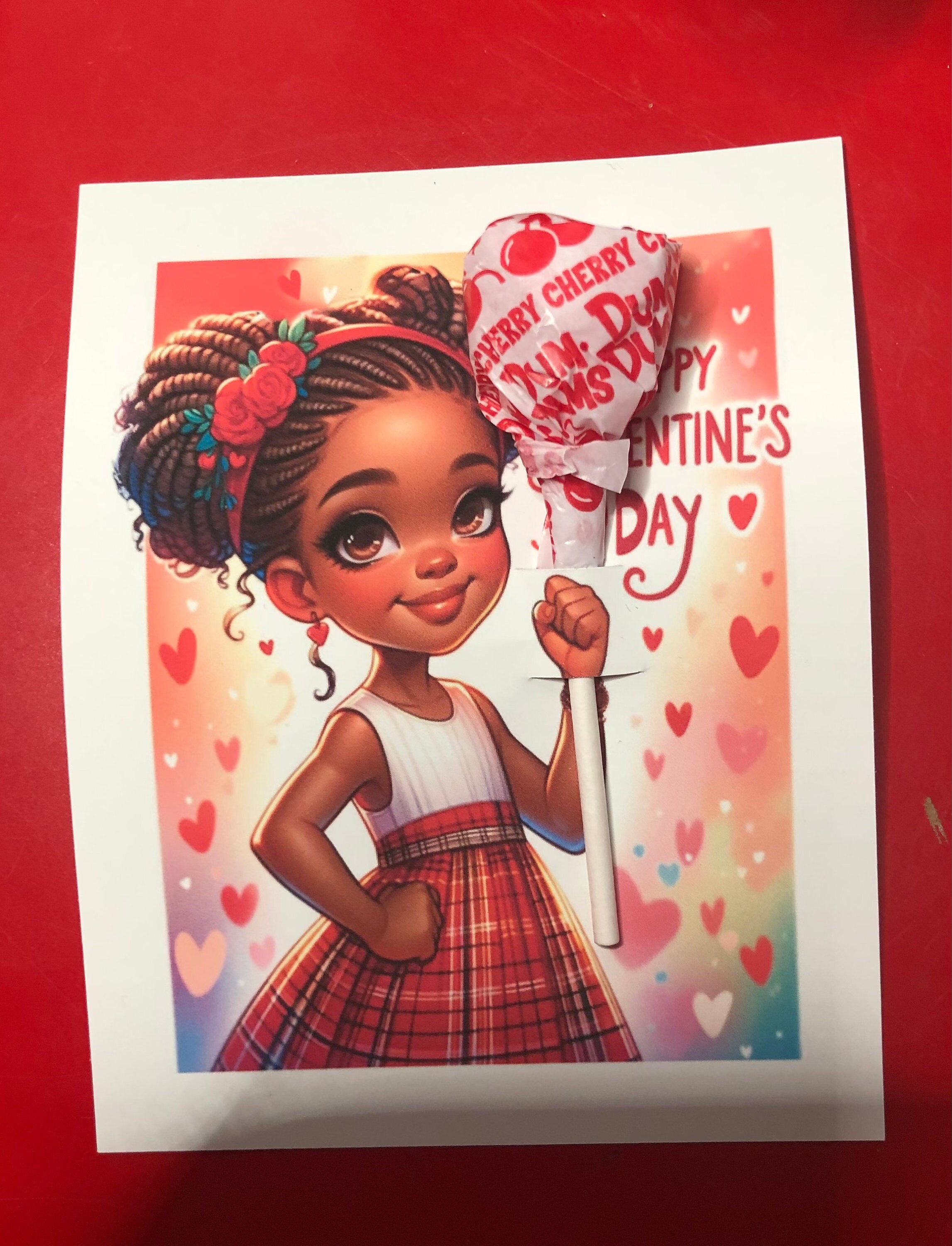 Valentine Lollipop Holder Card for Kids | African American Girl ...