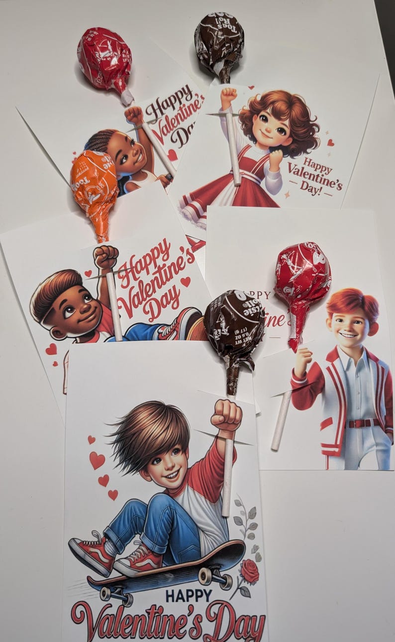 Happy Valentine's Day Lollipop Kid Girl Card African America Child ...