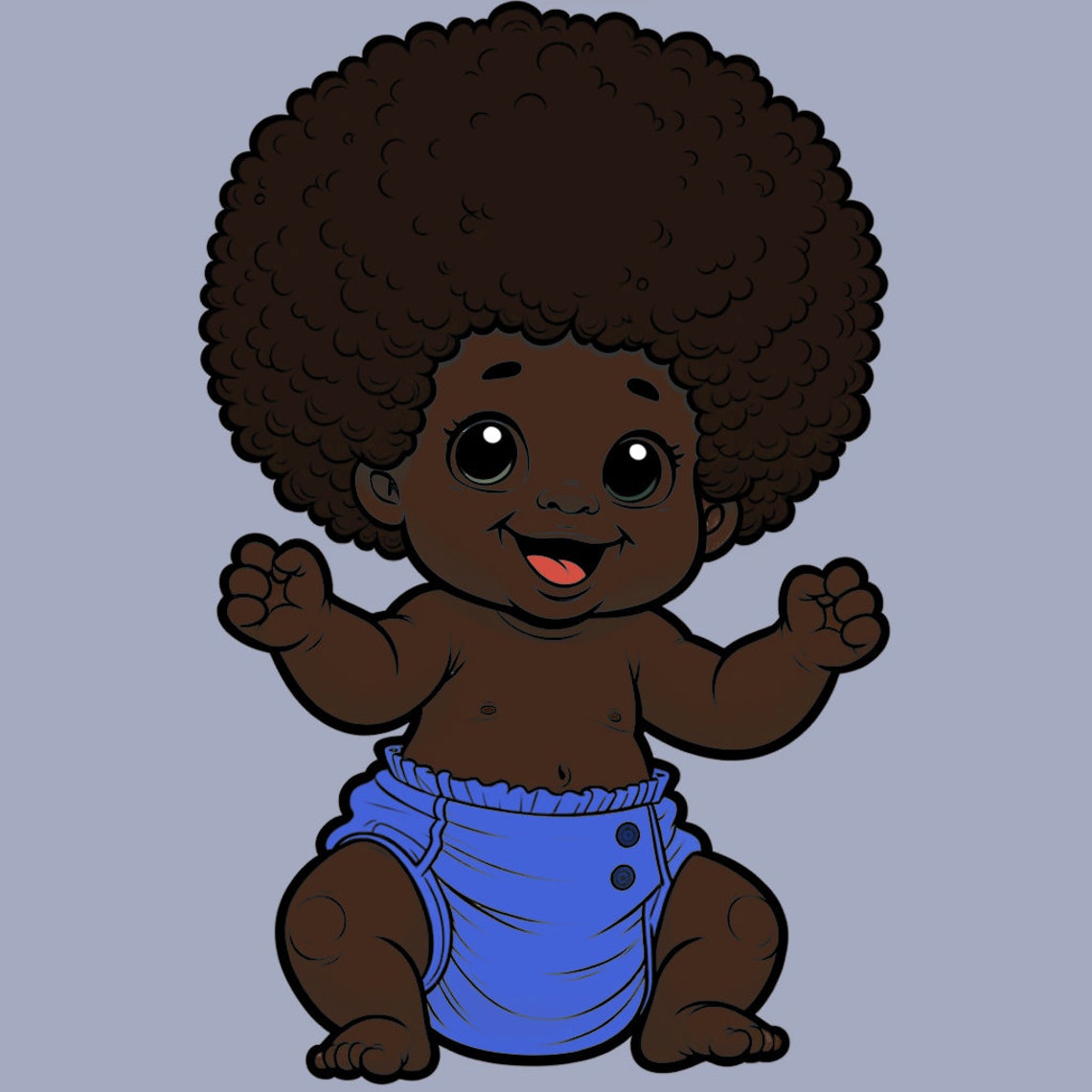 Afro Baby Coloring Page Sheet Infant Big Afro Diaper Happy Crayons Big ...