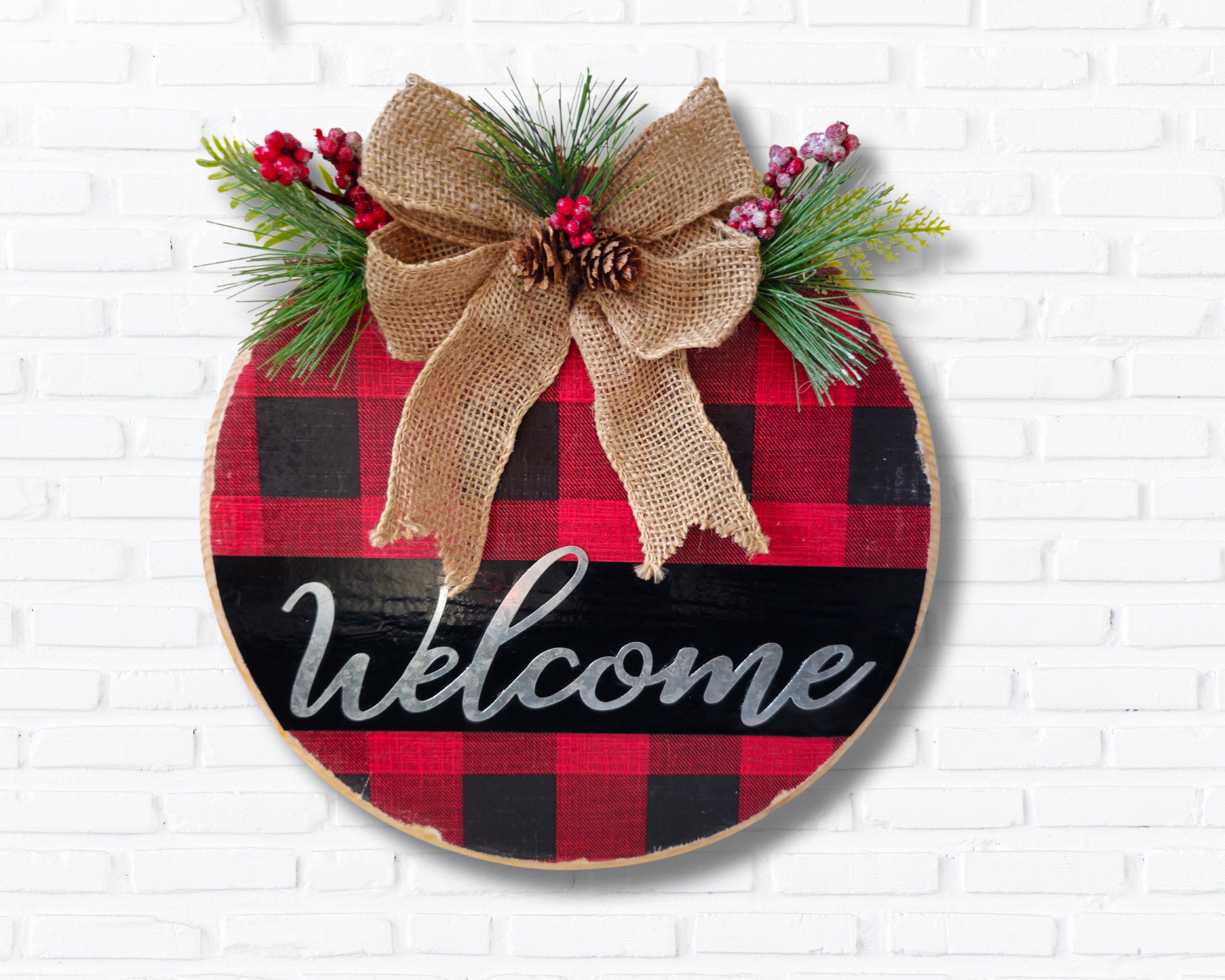 Welcome Sign, Door Hanger, Front Door Decor, Welcome Door Hanger, Round ...
