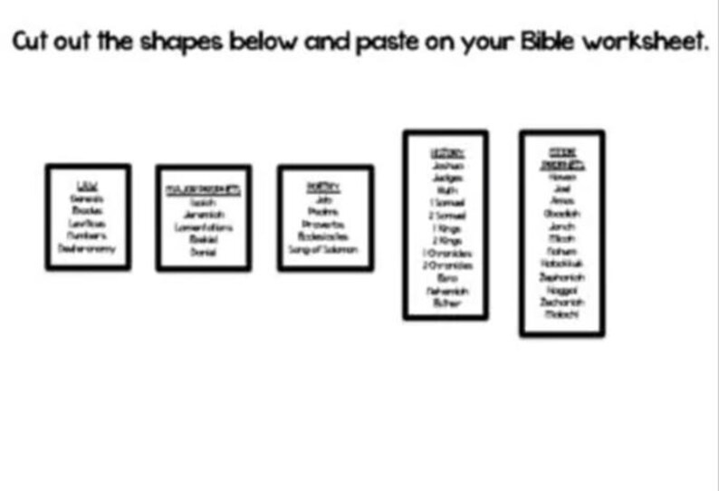 Old Testament Books of the Bible Cut and Paste Worksheet - Etsy