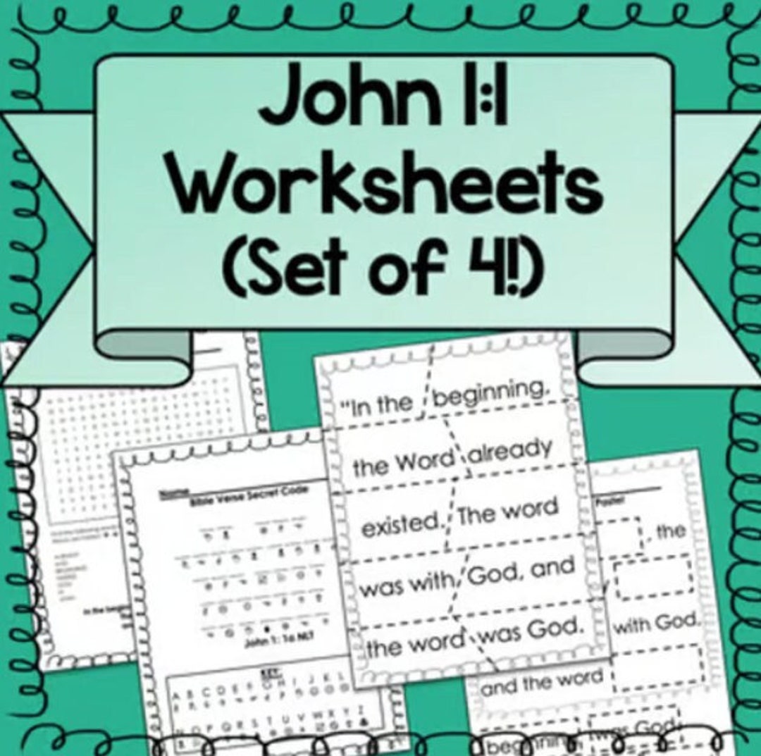 John 1:1 Bible Verse Worksheet Set - Etsy