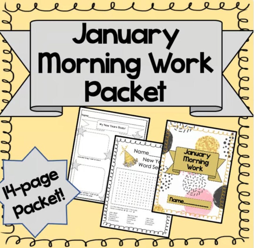 January New Years Morning Work Packet (grades 1-3) - Etsy