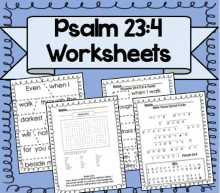 Psalm 23 Bible Verse Sunday School Worksheet Set - Etsy