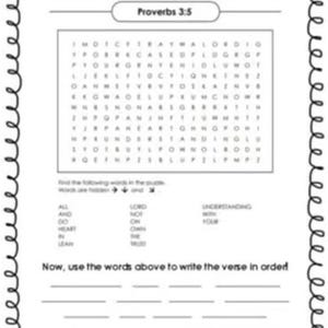 Proverbs 3:5 Bible Verse Worksheet Set, Worry Theme - Etsy