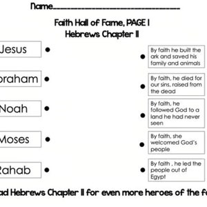 Hebrews 11 Heroes of the Bible: Matching Worksheets - Etsy