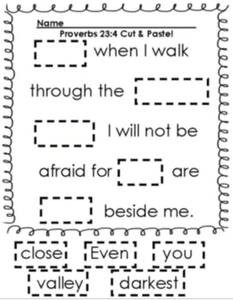 Psalm 23 Bible Verse Sunday School Worksheet Set - Etsy