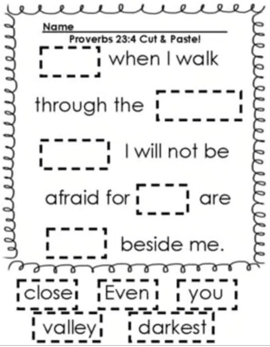 Psalm 23 Bible Verse Sunday School Worksheet Set - Etsy