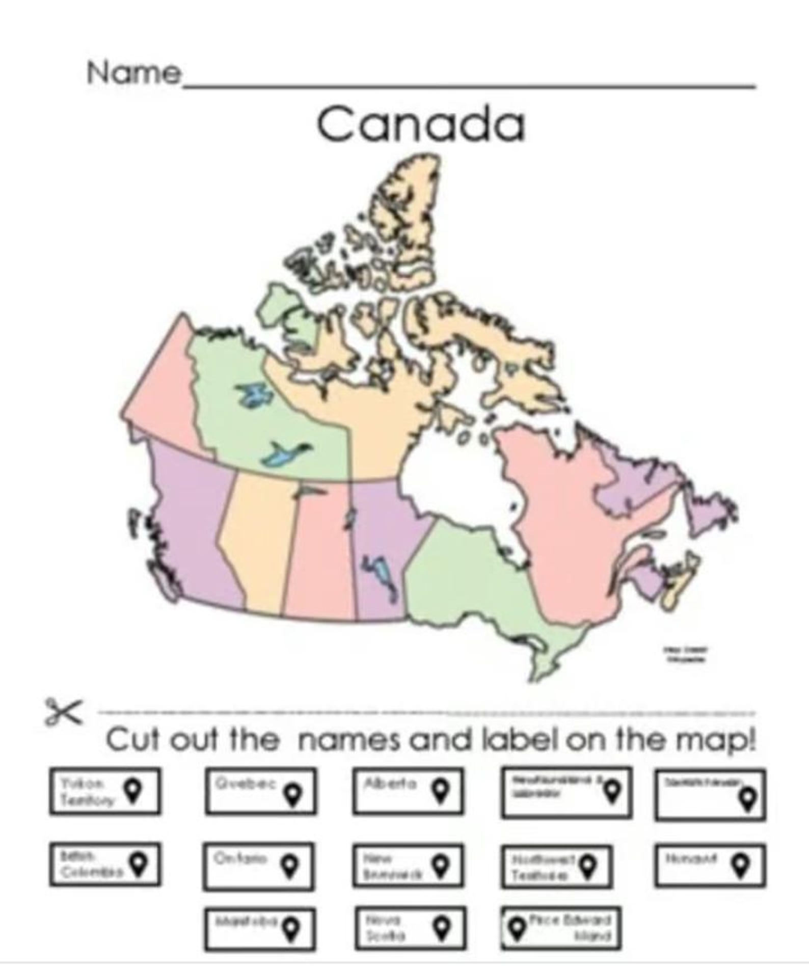Canadian Map Provinces and Territories {geography Cut and Paste ...