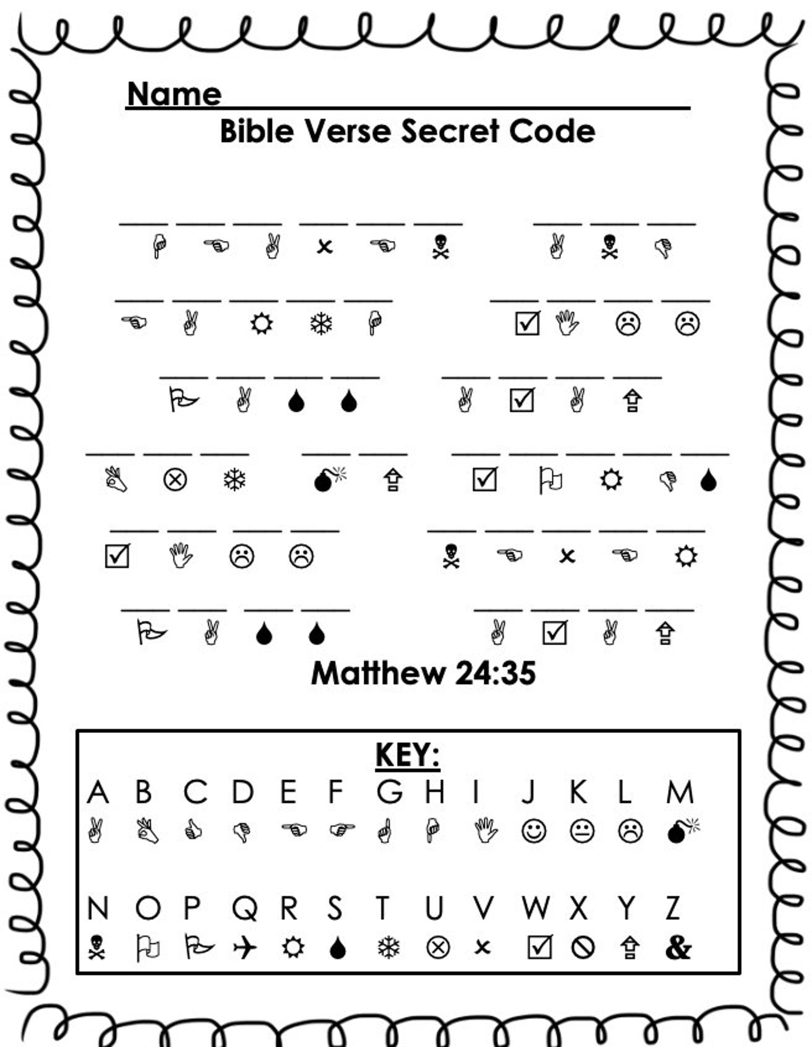 Matthew 24:35 Bible Verse Sunday School Worksheet Set - Etsy