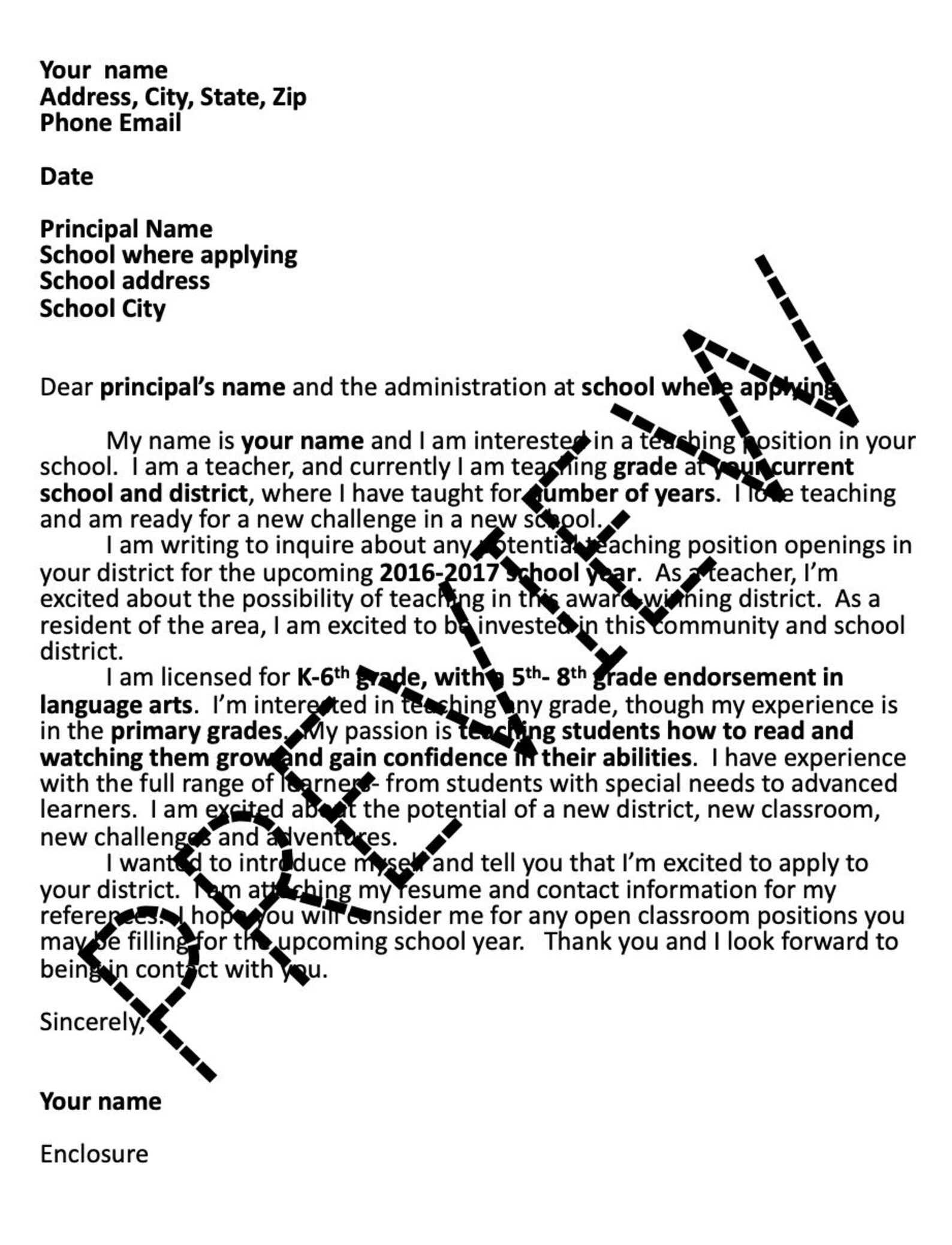 Teaching Job Cover Letter Template (easy to Edit!) - Etsy