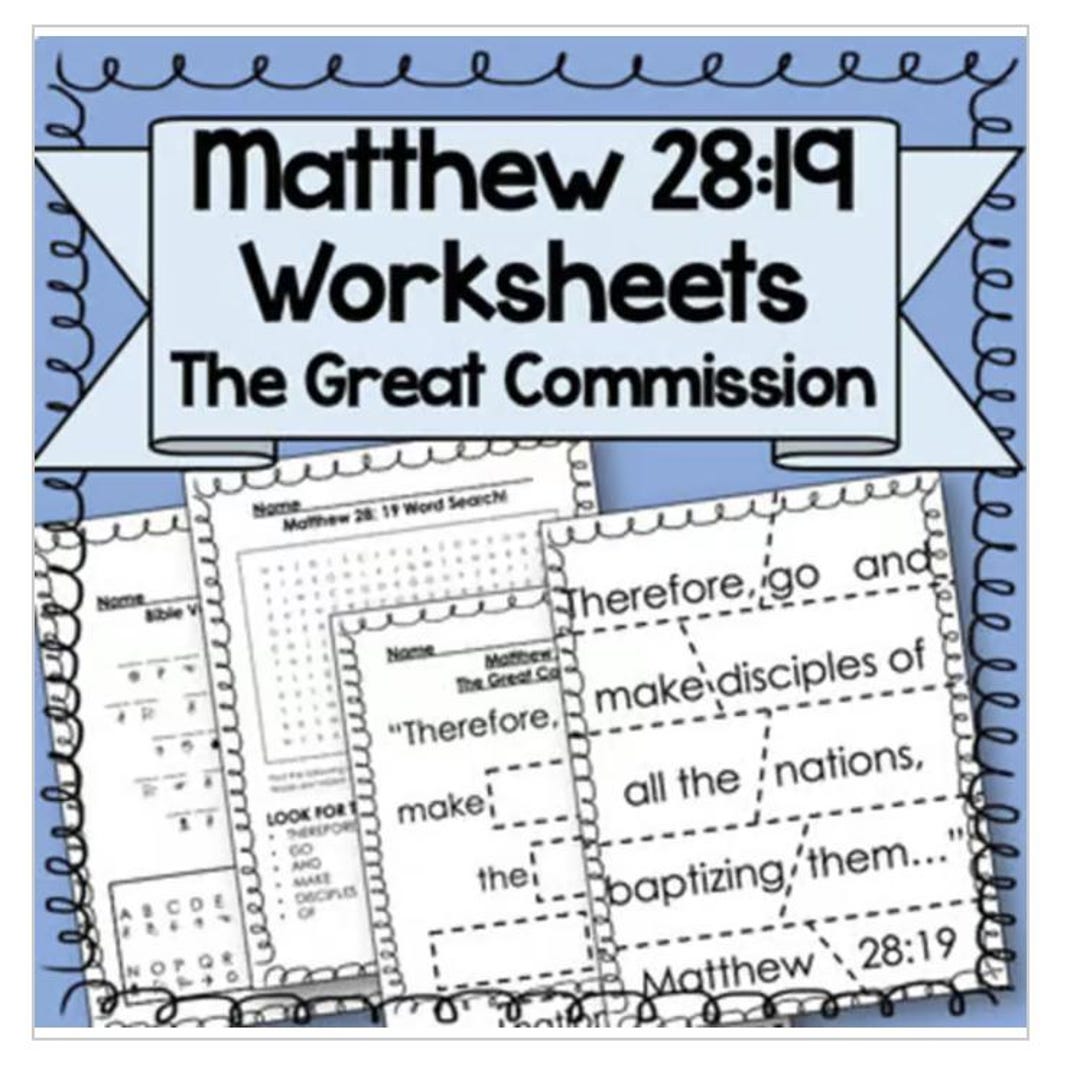 Matthew 28:19 Worksheet Set - Great Commission Bible Verse (PDF) - Etsy