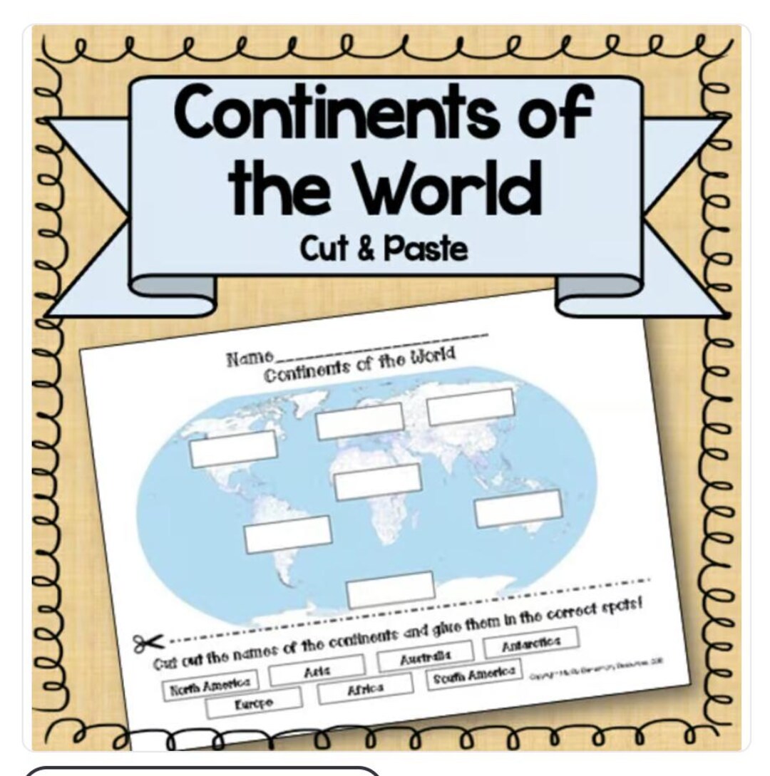 Continents of the World {cut and Paste Activity!} - Etsy