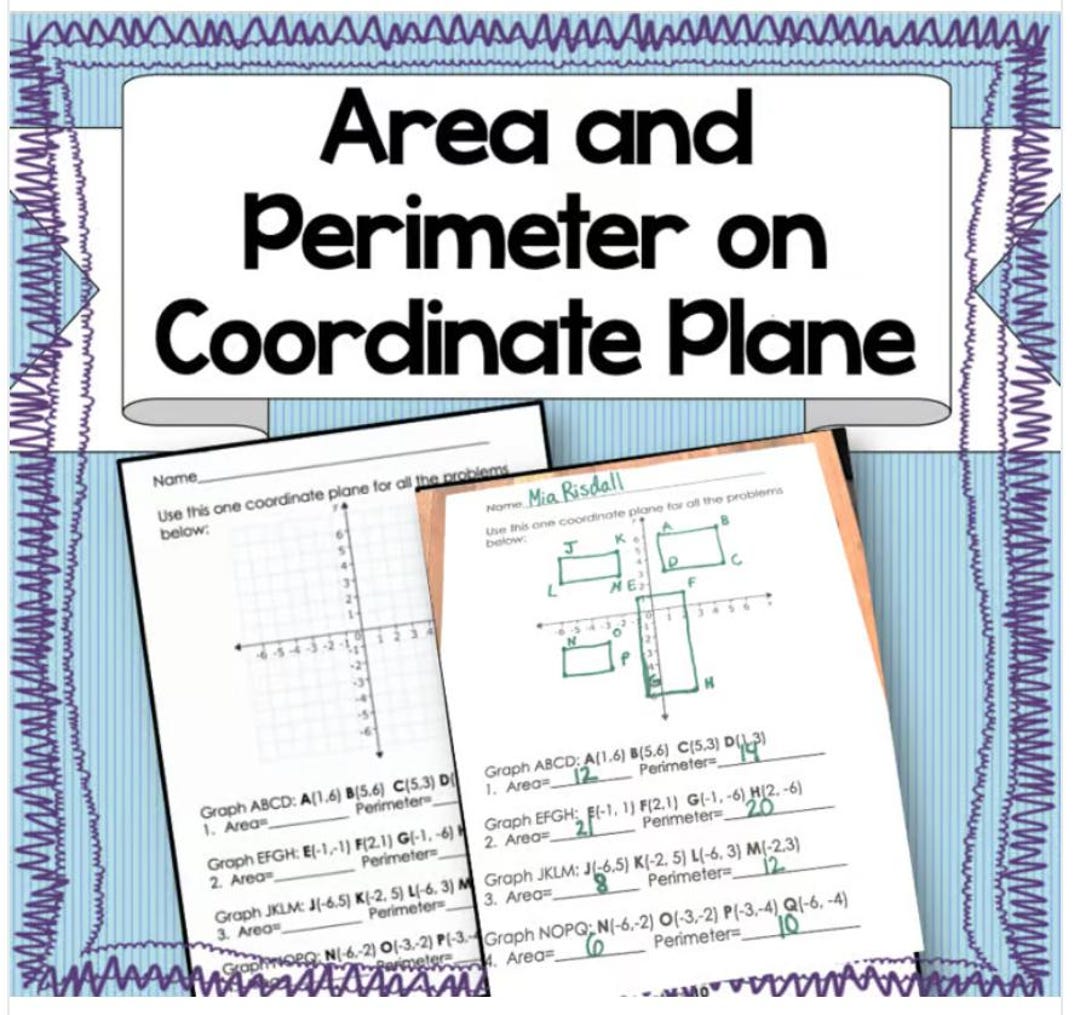Area and Perimeter on a Coordinate Plane (RECTANGLES) - Etsy