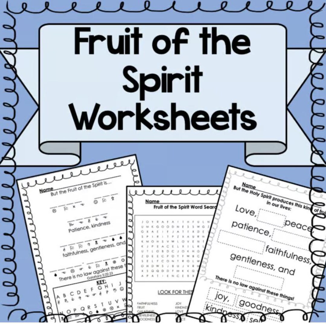 Fruit of the Spirit (galatians 5:22-23) Bible Verse Worksheet Set - Etsy