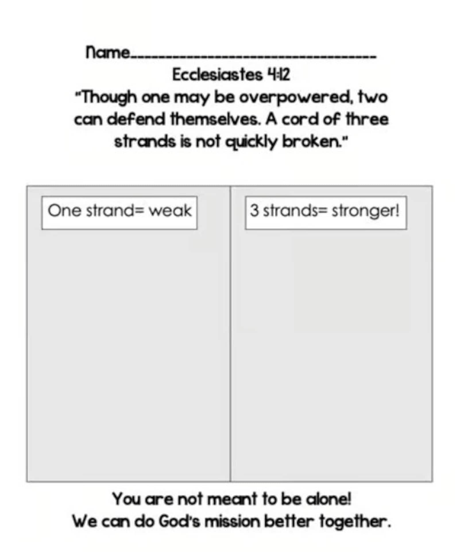 Cord of Three Strands Bible Scripture Activity - Etsy