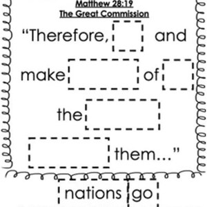 Great Commission Matthew 28:19 Worksheet Set - Etsy