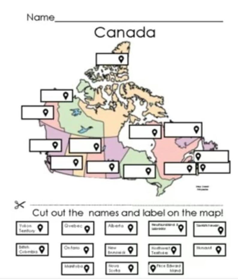Canadian Map Provinces and Territories {geography Cut and Paste ...