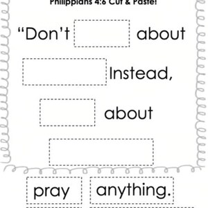 Philippians 4:6 Bible Verse Worksheet Set, Worry Theme - Etsy