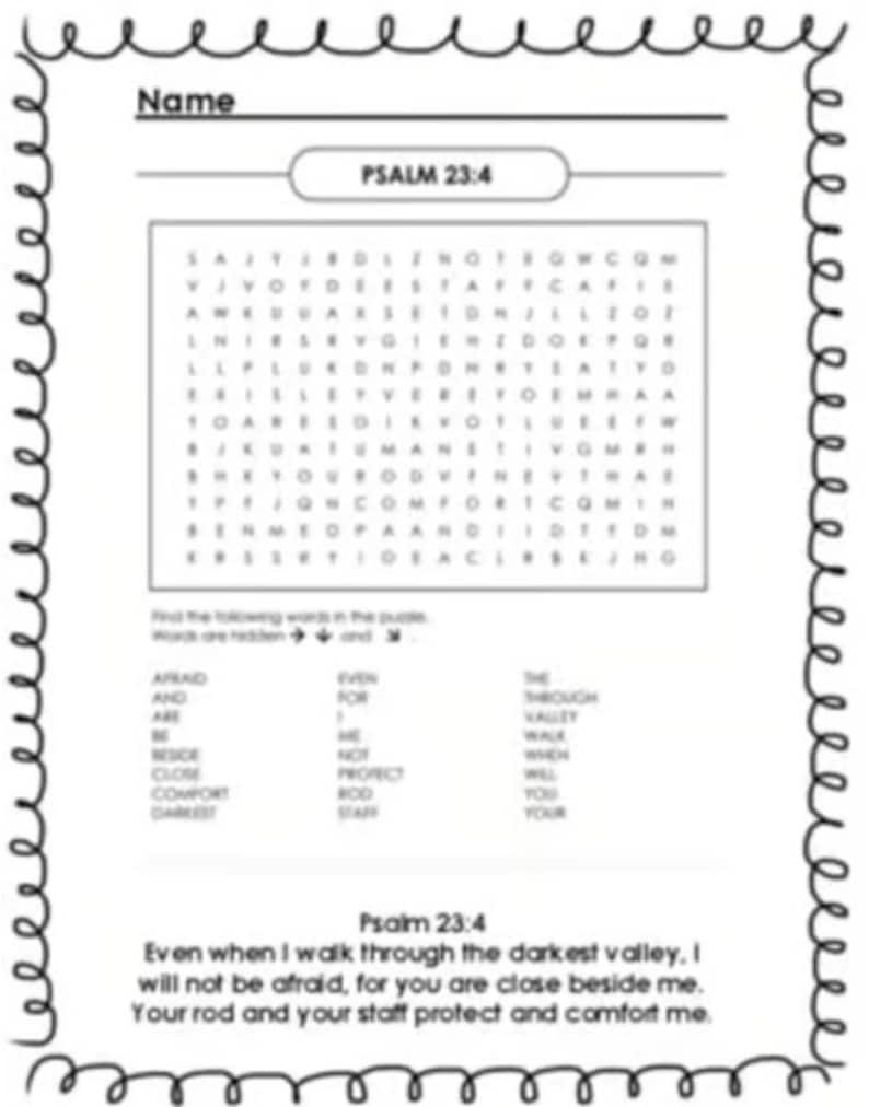 Psalm 23 Bible Verse Sunday School Worksheet Set - Etsy