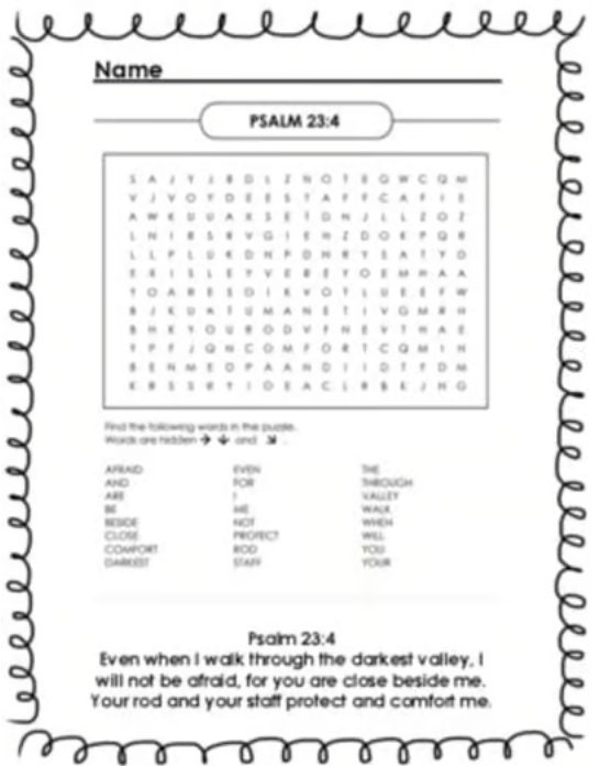 Psalm 23 Bible Verse Sunday School Worksheet Set - Etsy