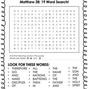 Matthew 28:19 Worksheet Set - Great Commission Bible Verse (PDF) - Etsy