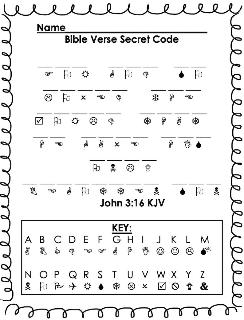 John 3:16 (KJV VERSION) Bible Verse Sunday School Worksheet Set - Etsy