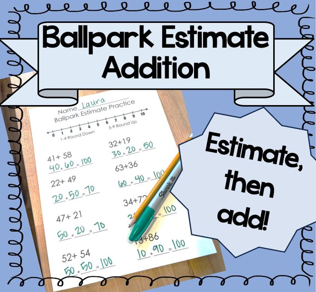 Ballpark Estimate Addition Worksheet - Etsy