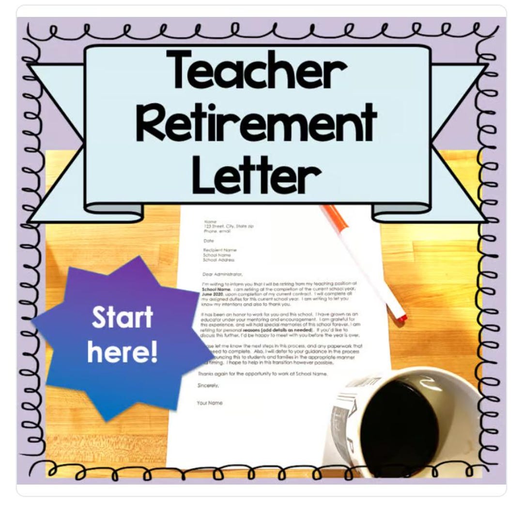 Teacher Retirement Letter Template to Principal or Director (3 ...