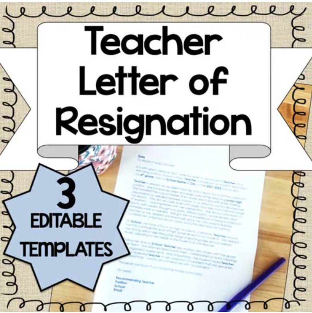 Letter of Resignation Template {from Any Teaching Job} - Etsy