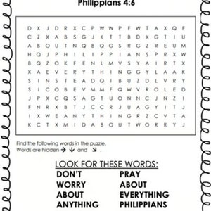 Philippians 4:6 Bible Verse Worksheet Set, Worry Theme - Etsy UK