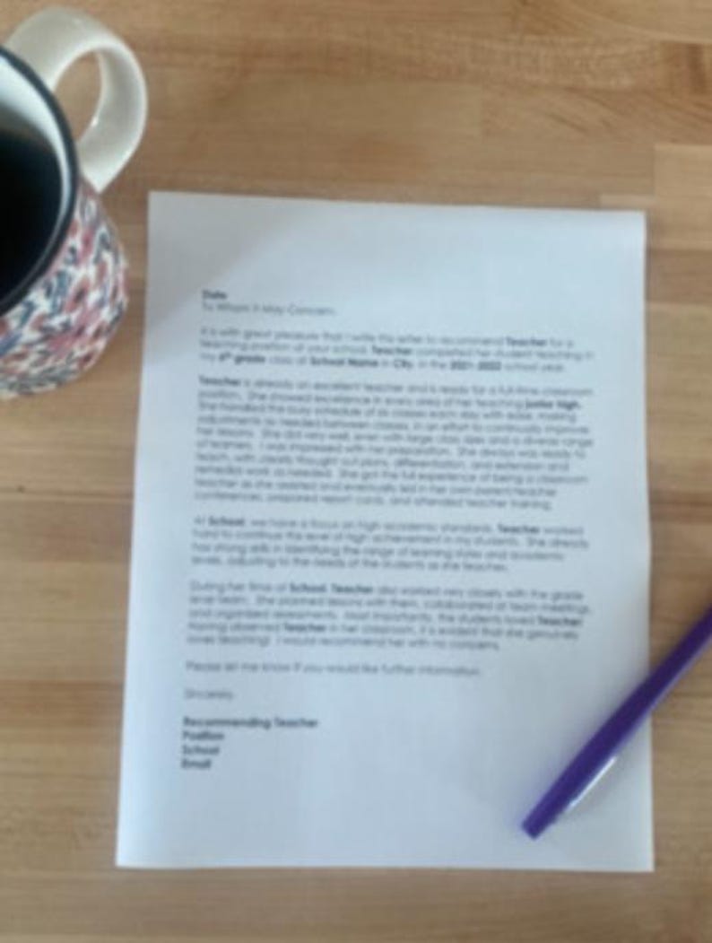 Teaching Job Cover Letter Template (easy to Edit!) - Etsy