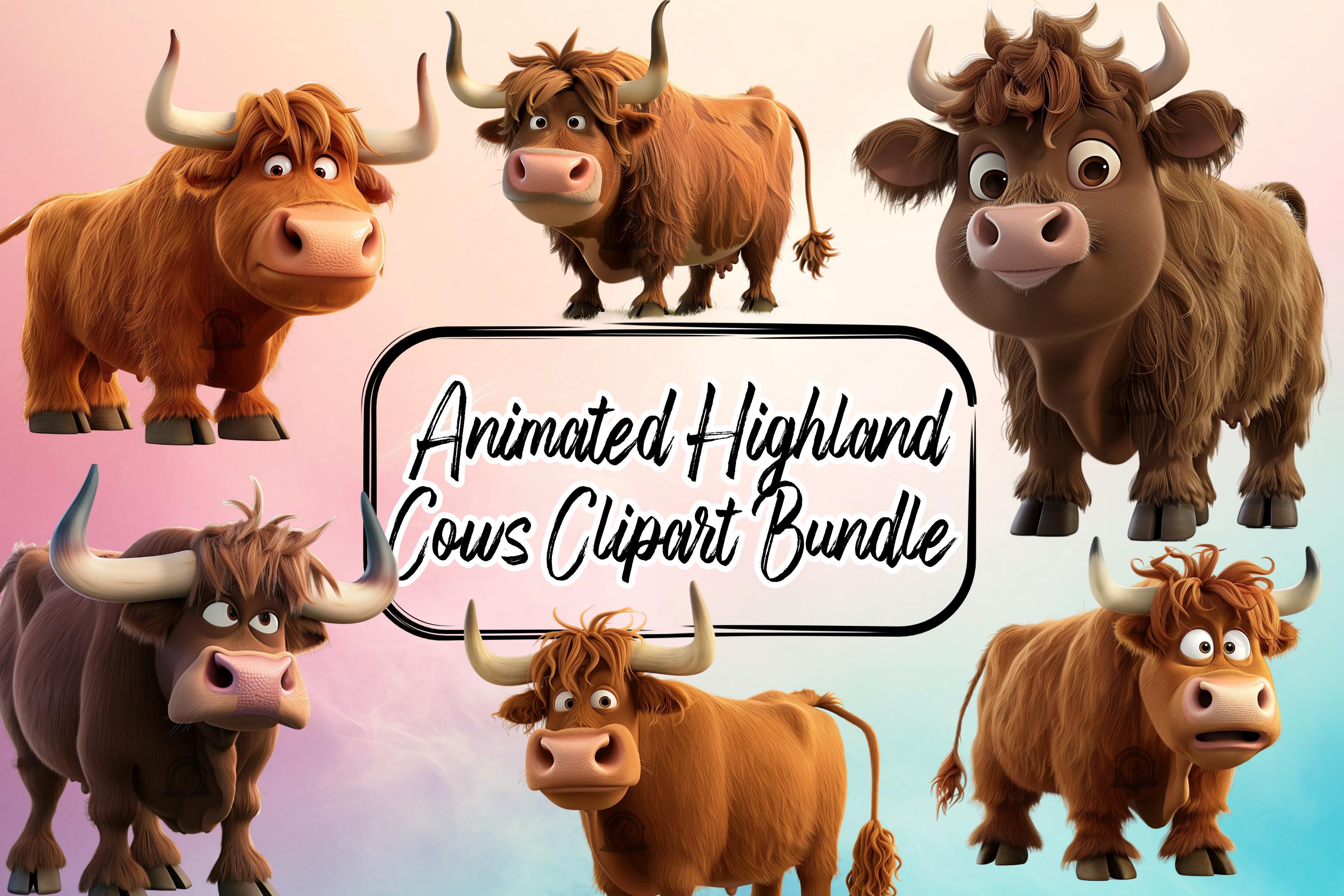 Animated Highland Cows Clipart Bundle | Digital Download | Cute Farm ...