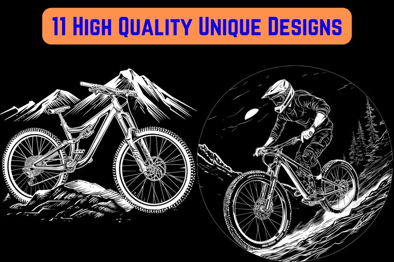 Mountain Bike Line Art Logo & Clipart Bundle, Instant Download, PNG and ...