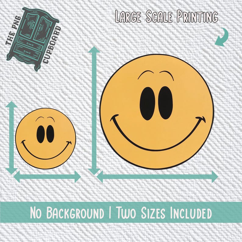 Retro Cartoon Smiley Face PNG | Digital Download | Two Sizes Included ...