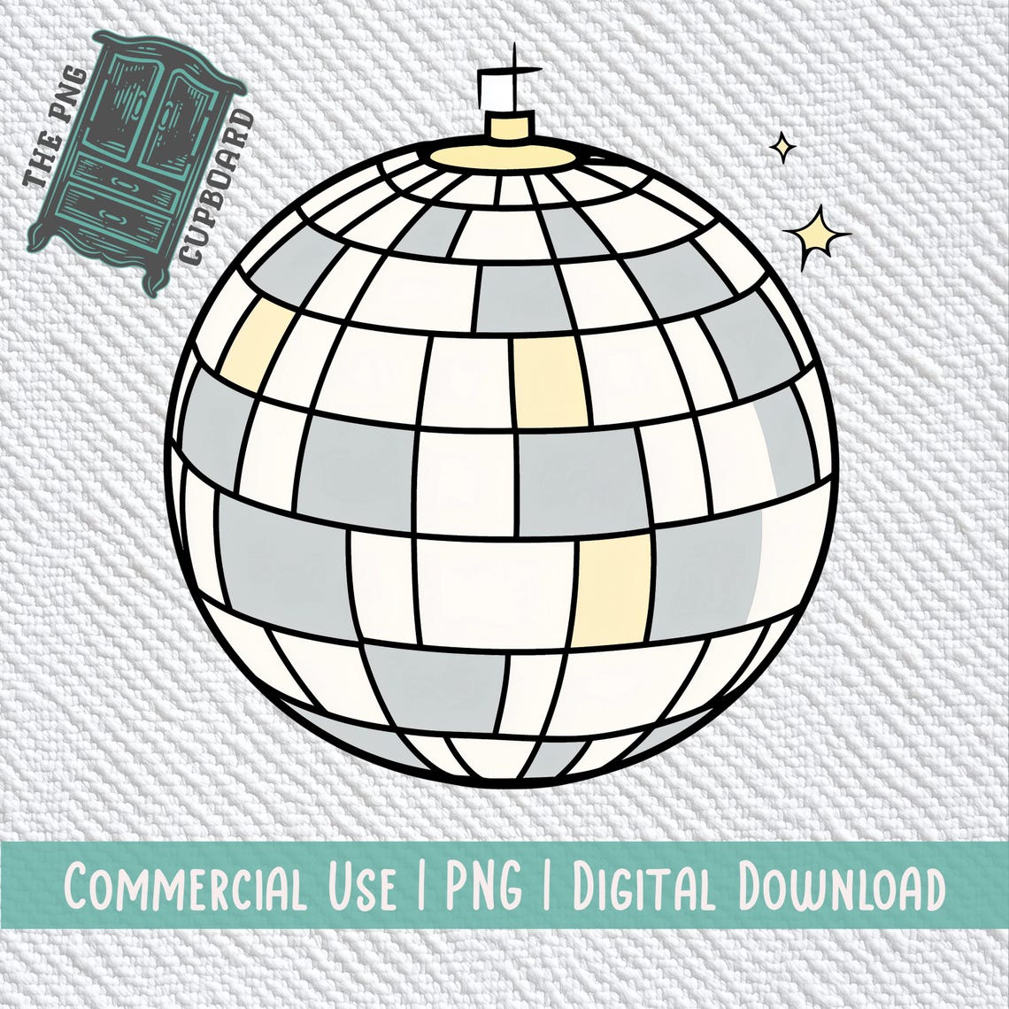 Retro Cartoon Disco Ball PNG | Digital Download | Two Sizes Included ...