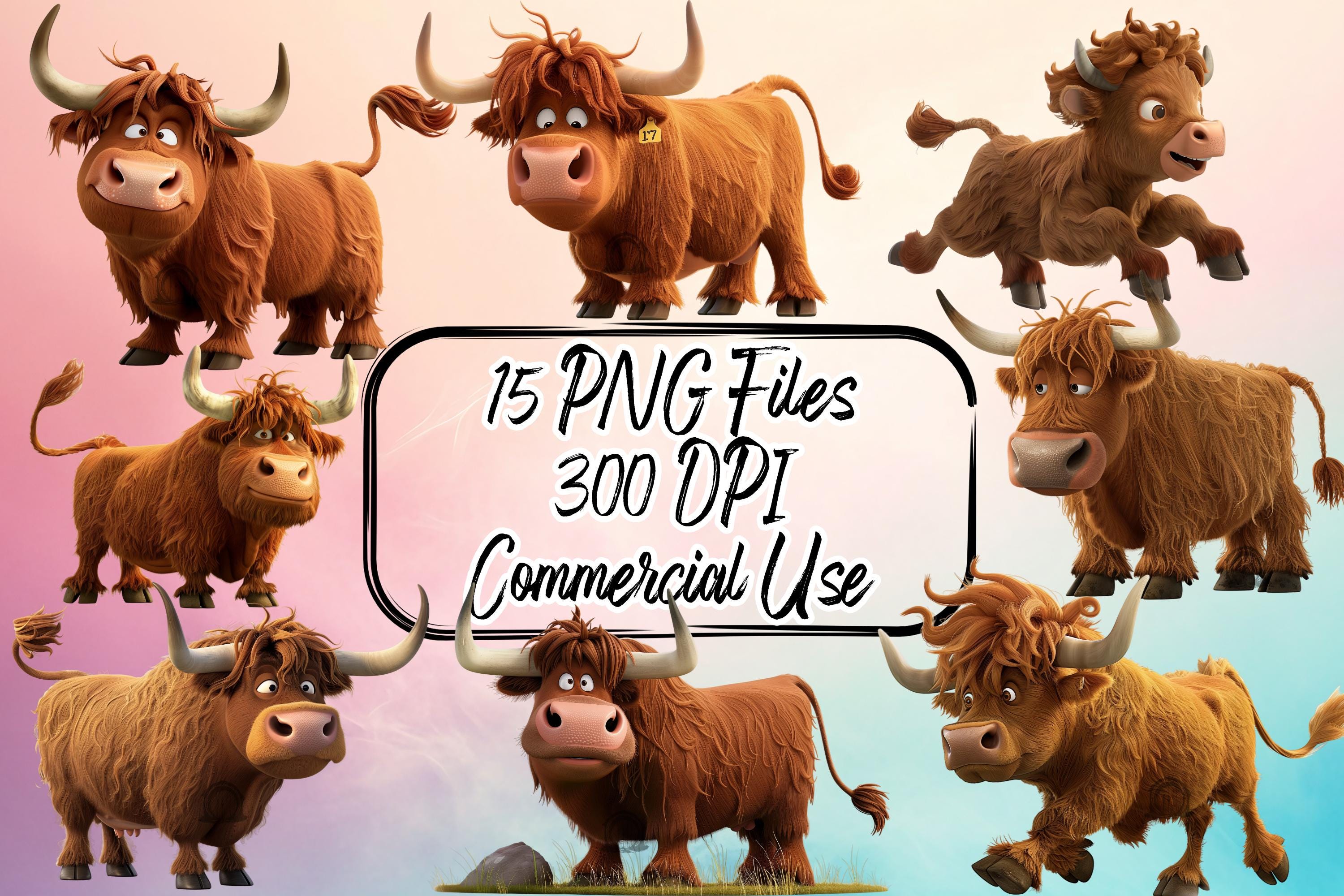 Animated Highland Cows Clipart Bundle | Digital Download | Cute Farm ...