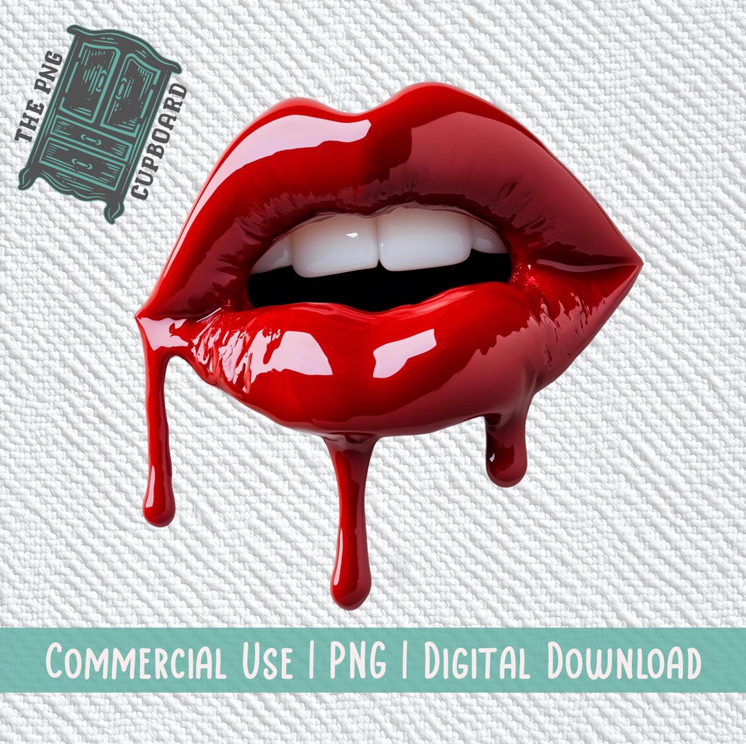 Realistic Red Dripping Lips PNG | Digital Download | Two Sizes Included ...