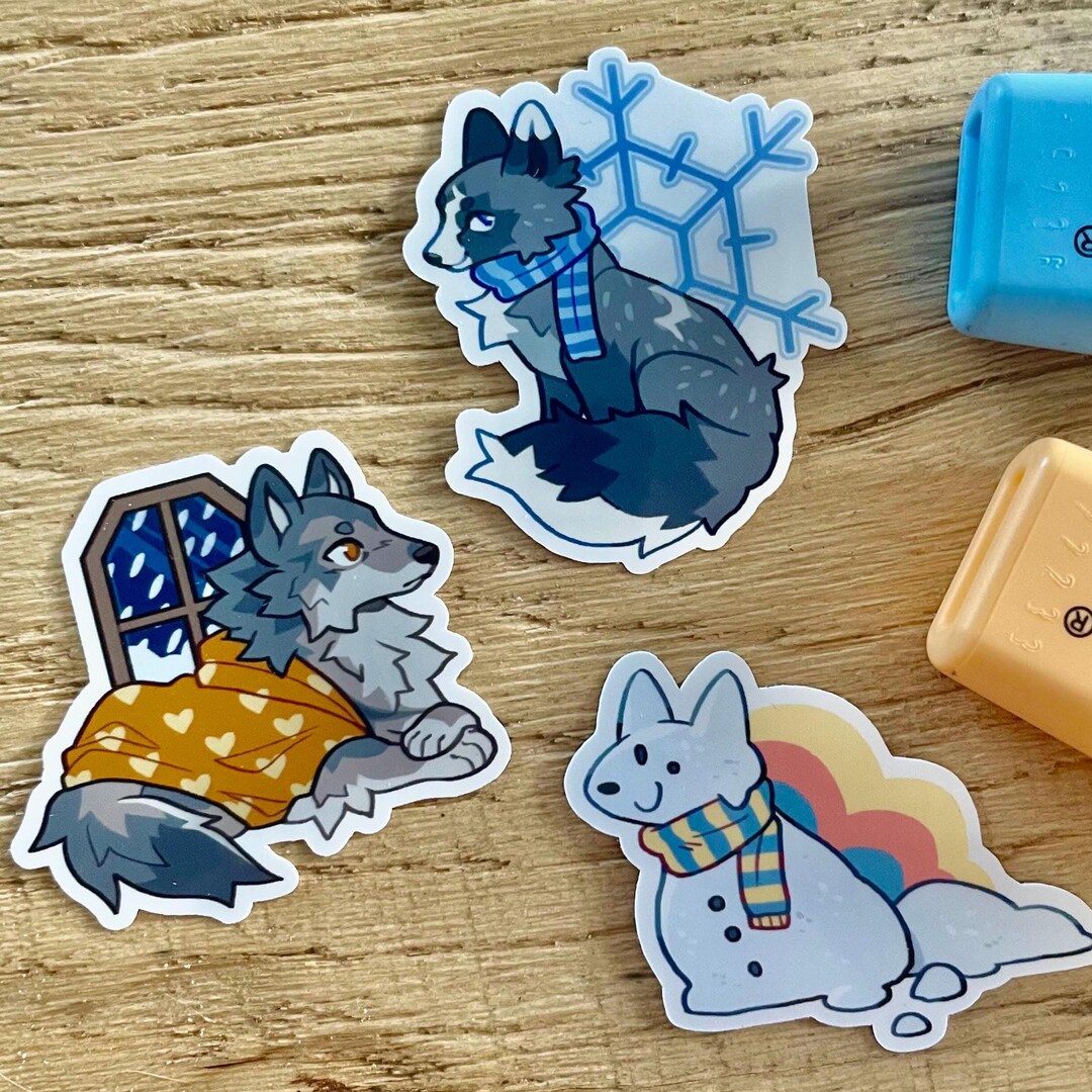 Cute Winter Fox / Wolf Stickers | Journal Stickers, Planner Stickers ...