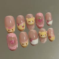 Honey Flower Long Almond Press on Nails, 3D Fairycore Nails, Dreamy ...
