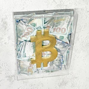 Lucky Bitcoin. Clear Glass Money Frame - Elegant Wall Decor for ...