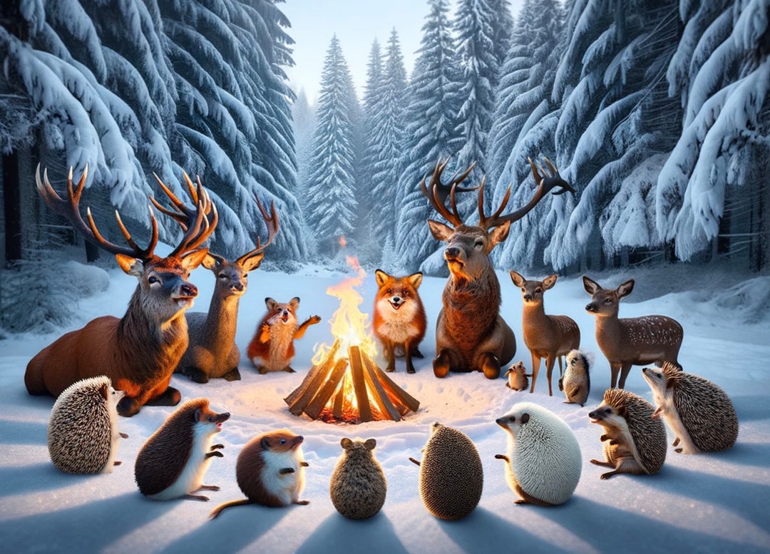 Forest Animal Small Christmas Party Pack of 10 Unique Christmas Cards ...
